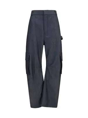 Balenciaga Denim Print Cargo Pants - Blue