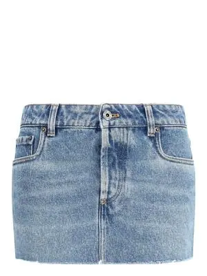 Miu Miu Frayed Hem Denim Mini Skirt - Blue