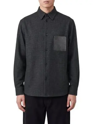 Loewe Wool Shirt Jacket With French Collar And Patch Pockets - Blue