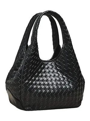 Anthropologie Woven Faux Leather Hobo Bag - Black