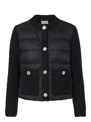 Moncler Down-paneled Wool-blend Cardigan Black