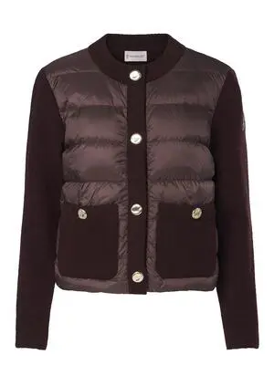 Moncler Down-paneled Wool-blend Cardigan - Brown
