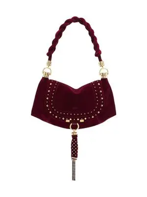 Chloé Marcie Foulard Small Velvet Shoulder Bag - Red