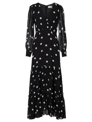 Rixo Elsie Polka-dot Georgette Maxi Dress - Black