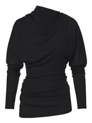 Proenza Schouler Golda Draped Jersey Top - Black