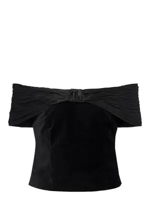Rixo Chime Off-shoulder Cotton Velvet Top - Black