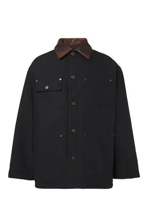 Prada Leather-trimmed Cotton-blend Down Jacket - Black