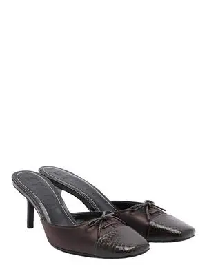 Staud Faye Leather-trimmed Satin Mules - Brown