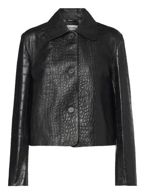 ARMA Emy Croc-effect Leather Jacket - Black