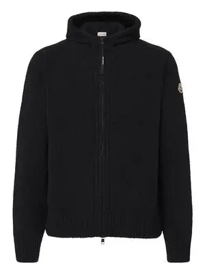 Moncler Wool-blend Bouclé Zip-up Hoodie - Black
