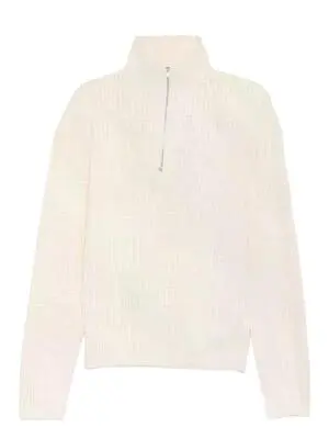 YOUNG N SANG Waffle-knit Quarter-zip Sweater - Neutrals