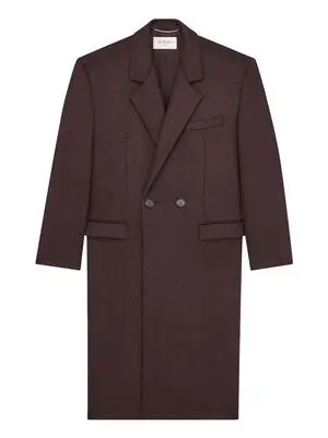 Saint Laurent Coat In Double Face Brushed Wool Felt - Multicolor