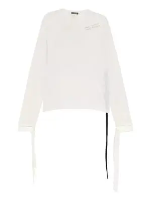 ANN DEMEULEMEESTER Lace-trim Long-sleeve T-shirt - Neutrals