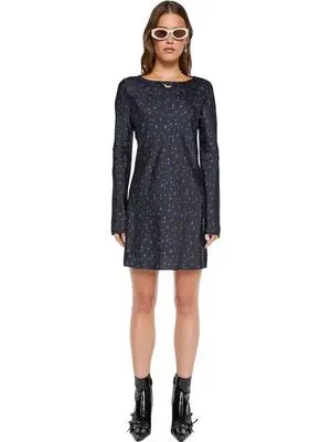 MOTHER The Slip Up Mini Dress Rock Star Skirt - Black
