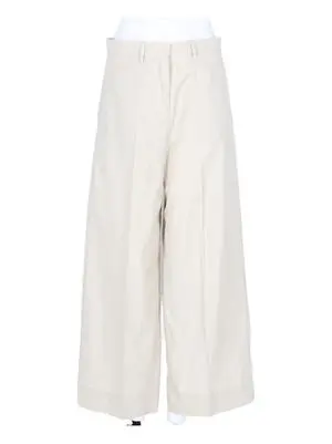 Max Mara Pantalone In Popeline Di Cotone - Cream