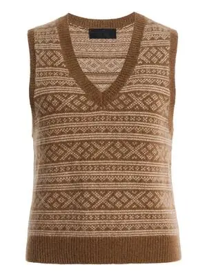 NILI LOTAN Myrdin Fair Isle Cashmere-wool Vest - Brown