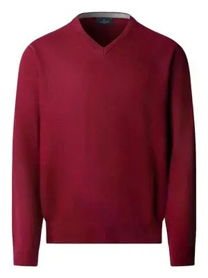 HACKETT  V-neck Elbow-patch Sweater - Red