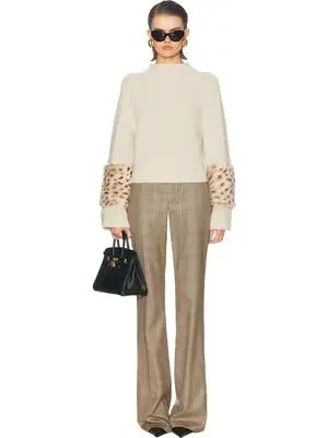 Lapointe Merino Mock Neck Sweater With Patch - Sand