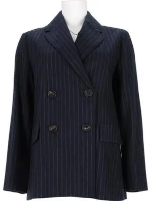 Max Mara S Max Mara Women Giacca Doppiopetto In Lana Gessata Blue