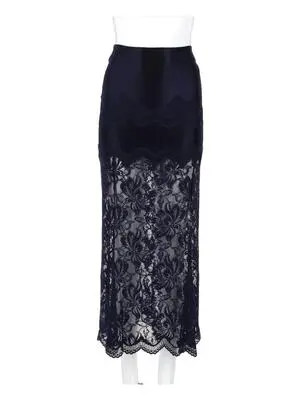 Rabanne Gonna Midi In Pizzo E Jersey - Blue