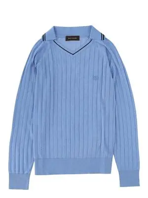 WALES BONNER Polo A Coste Con Scollo A V - Multicolor