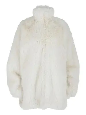 Balenciaga Bb Logo Faux Fur Jacket 'off - White