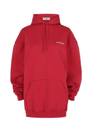 Balenciaga Medium Fit Logo Hoodie 'raspberry White' Red
