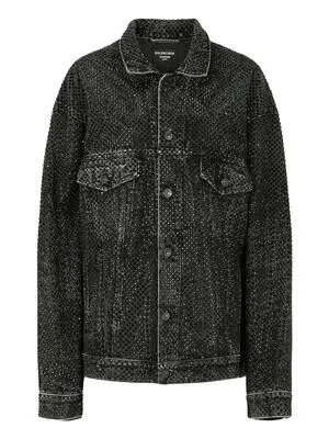 Balenciaga Crystal-embellished Oversized Jacket 'noir Iceberg - Black