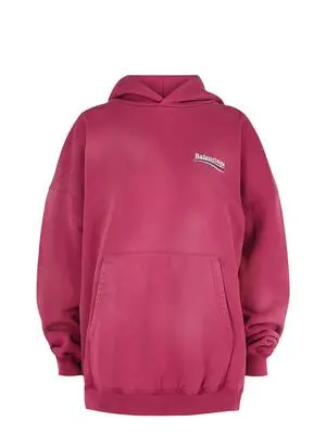 Balenciaga Embroidered Campaign Logo Hoodie 'dark Fushia White Blue' Red