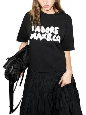 Max & Co. Paraggi Cotton Slogan Tee - Black