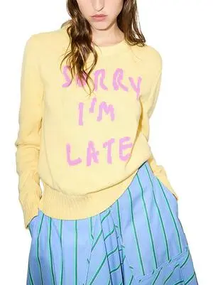 Max & Co. Eroso Cotton Sorry I'm Late Sweater - Yellow