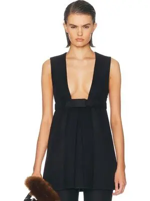 Miu Miu Lana Double Cerata Top In Navy - Bleu