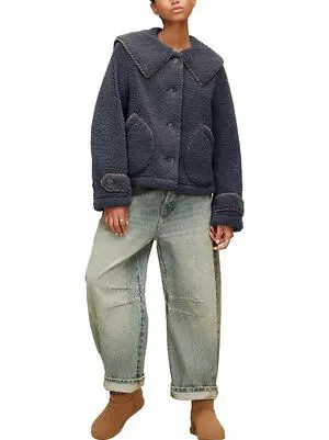 UGG Nikia Fleece Collared Jacket - Eve Blue