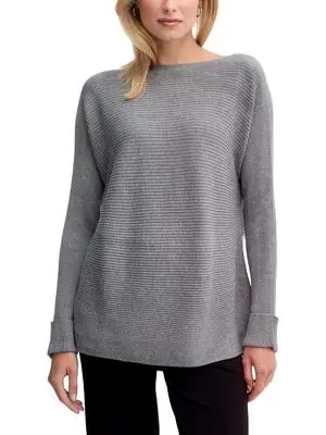 BENETTON Ribbed-knit Boat-neck Sweater - Grey
