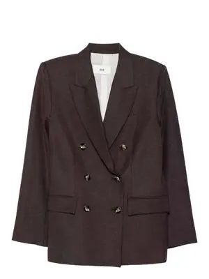 SOLOTRE Double-breasted Peak-lapel Jacket - Brown