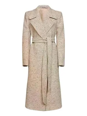 Tagliatore Herringbone-pattern Belted Coat Neutrals