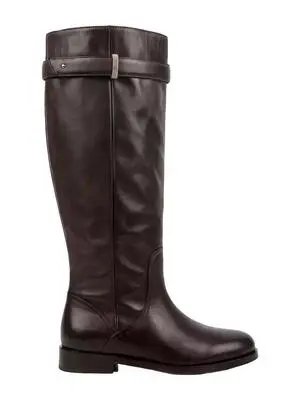 PESERICO Buckle-detail Leather Knee-high Boots