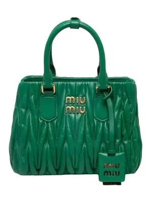 Miu Miu 2010-2026 Mini Matelasse Nappa Satchel - Green
