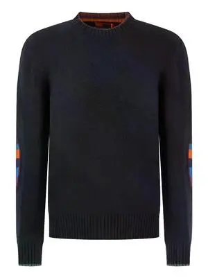 GALLO Striped-elbow-patch Sweater - Black