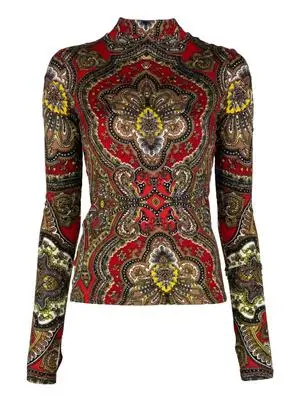 Alice + Olivia Delaina Paisley-print Top Red