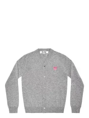 Play Comme Des Garcon Play Heart-patch V-neck Cardigan - Grey