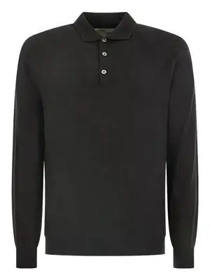 CUSTOMER LOVERS Long-sleeve Knitted Polo Shirt
