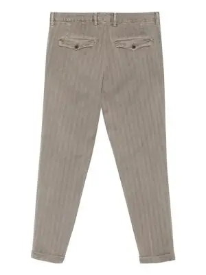 MYTHS Herringbone-pattern Pleated Trousers - Neutrals