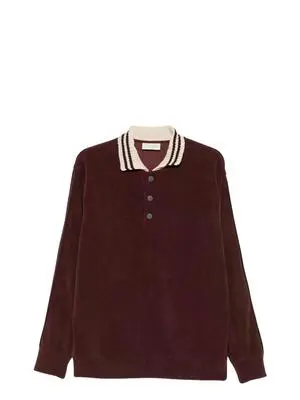 YES LONDON Striped-collar Button-fastening Sweatshirt