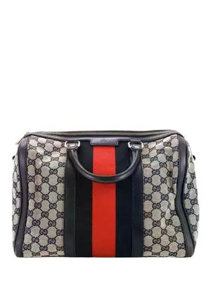 Gucci Vintage Web Boston Bag Gg Canvas Medium Satchel - Blue
