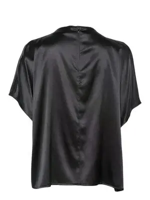 SOLOTRE Satin-finish Short-sleeve Top - Black
