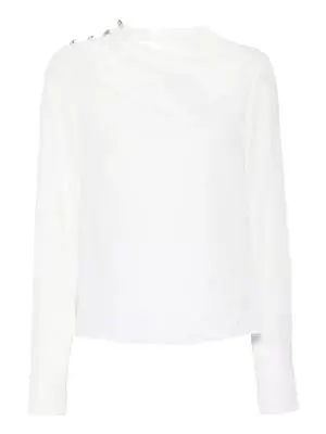 Patrizia Pepe Draped Button-detail Blouse - White