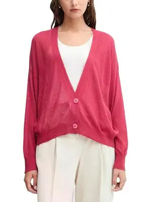 BENETTON Fine-knit V-neck Cardigan - Pink