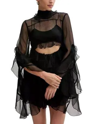 BARDOT Ruffled Cutout Mini Dress