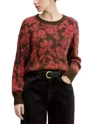 BENETTON Floral-intarsia Sweater - Red
